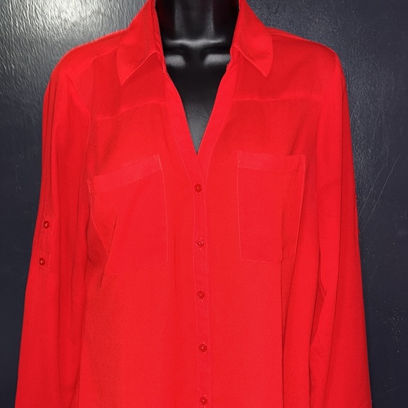 Express | Tops | Express Red Portofino Shirt Size Medium | Poshmark